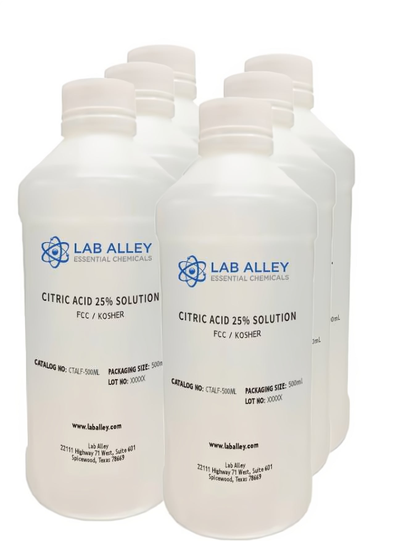 Citric Acid 25% Solution, FCC, Kosher, Halal 500mL | Lab Alley
