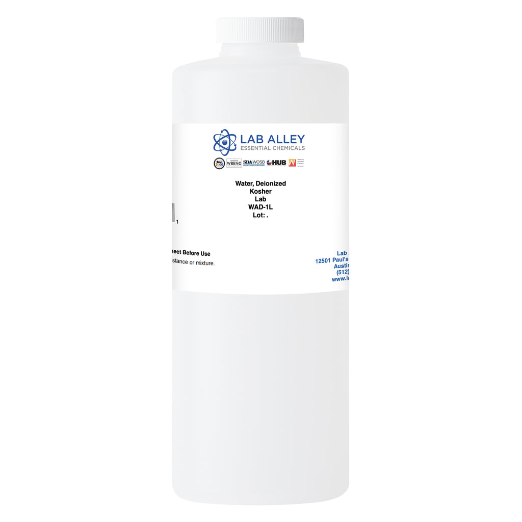 Deionized Water Lab Grade, Kosher 4 x 1 Gallon Case | Lab Alley