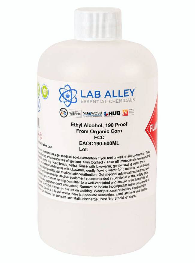 Organic Ethyl Alcohol, Corn, 190 Proof, Kosher, FCC | Lab Alley