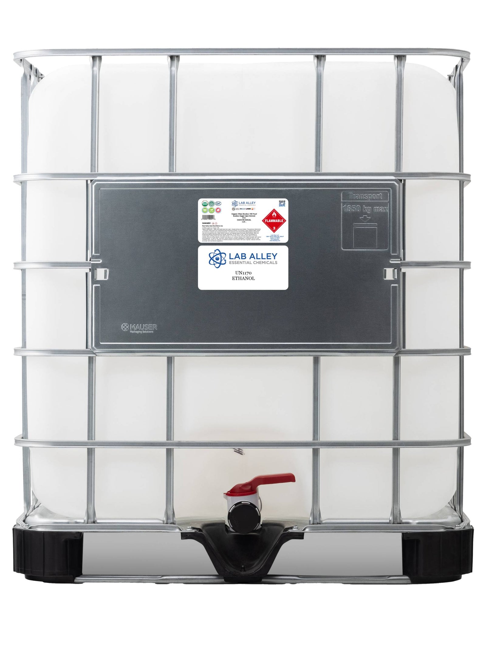 Organic Ethyl Alcohol, Sugar Cane, 190 Proof Kosher, Halal, FCC | Lab Alley