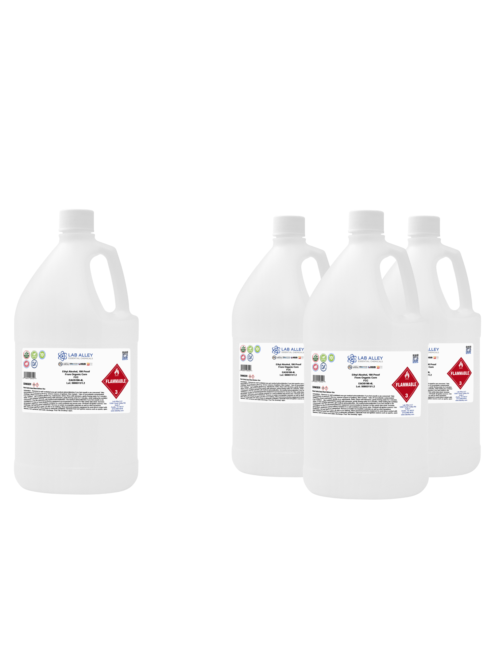 Organic Ethyl Alcohol, Sugar Cane, 190 Proof Kosher, Halal, FCC | Lab Alley