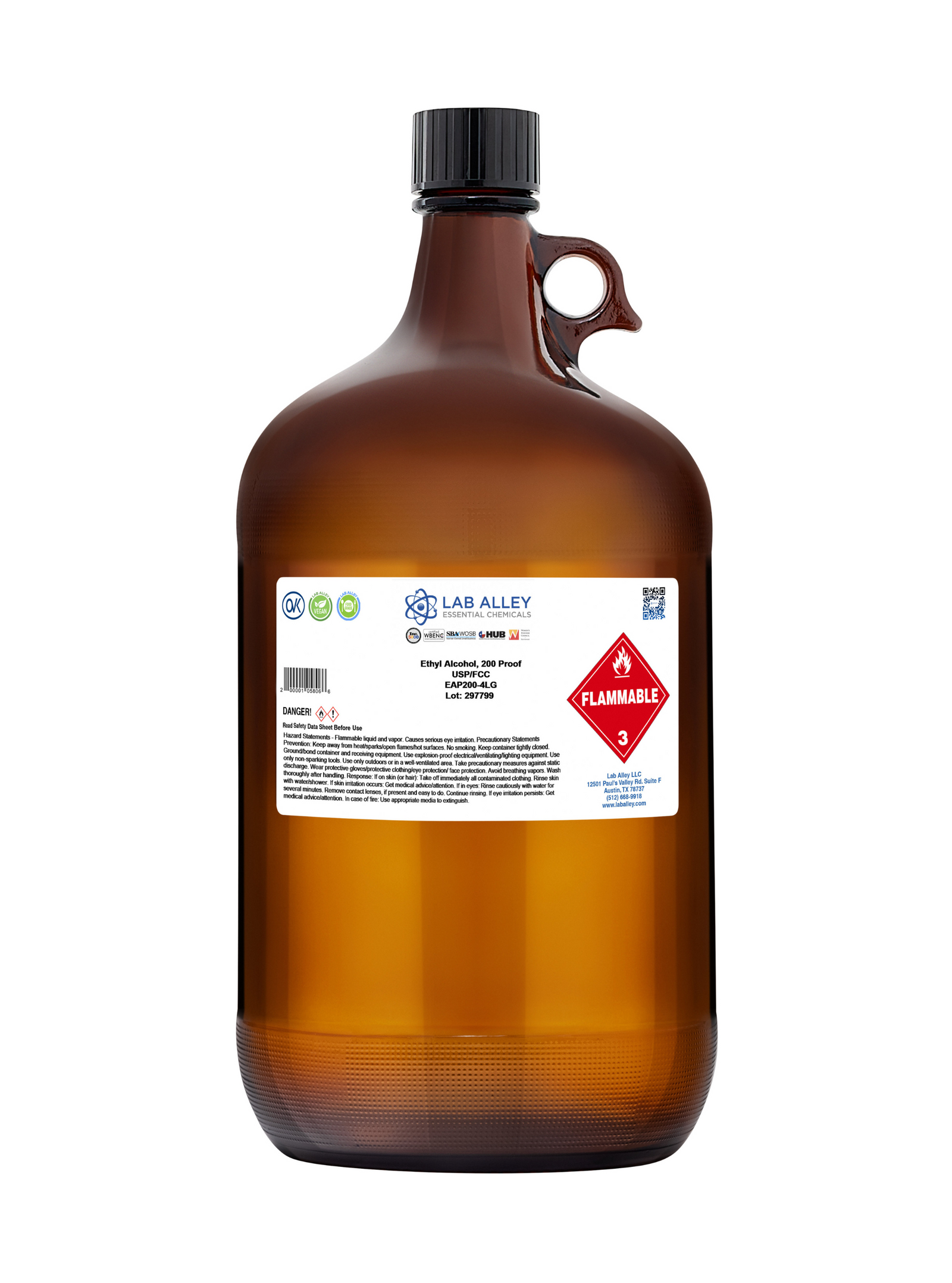 Ethanol 200 Proof (100%) Undenatured Alcohol, USP/FCC Food Grade ...