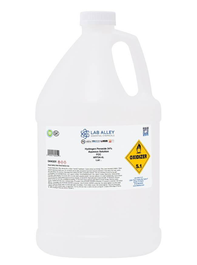 Hydrogen Peroxide 34% Food Grade, Kosher | Lab Alley