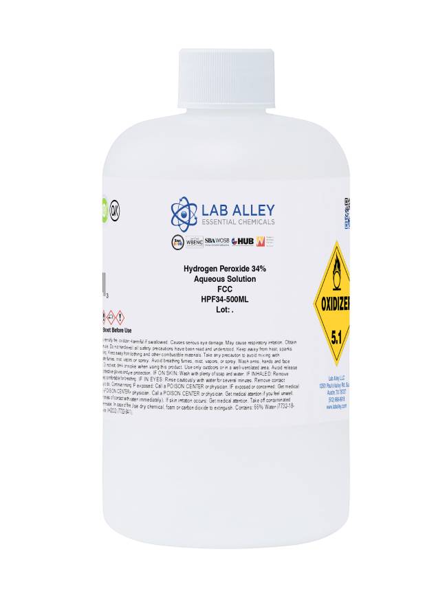 Hydrogen Peroxide 34% Food Grade, Kosher | Lab Alley