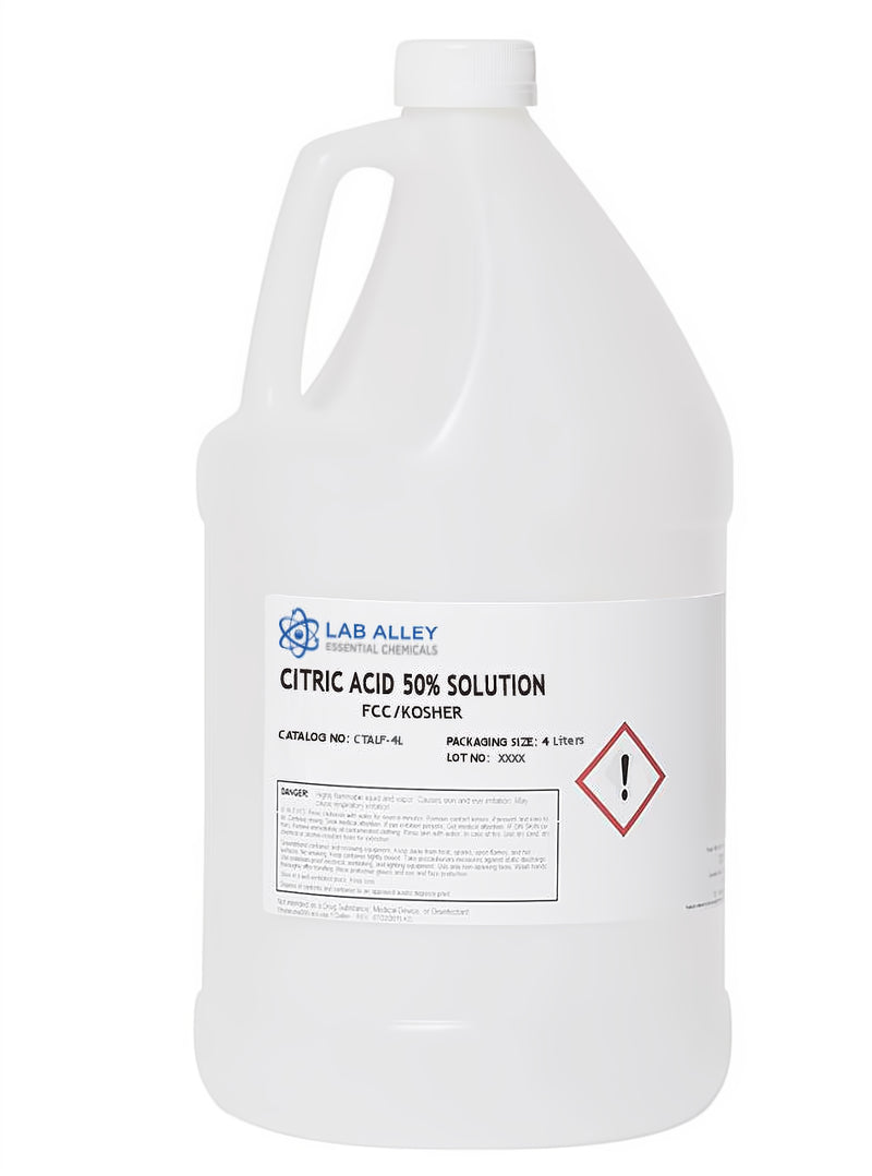 Citric Acid 50% Solution, FCC/Food Grade, Kosher, Halal | Lab Alley