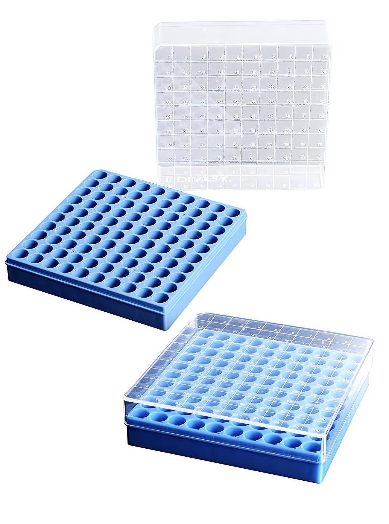 Cryo Vial Cryogenic Boxes, 2 Inch 100 Well Blue Polycarbonate | Lab Alley